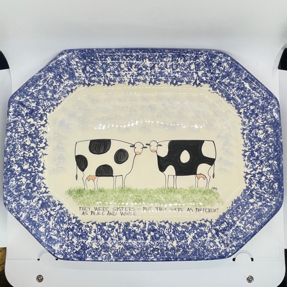 Dining | Molly Dallas Blue Spatterware Ohio Folk Cute Molly Cow Sisters ...